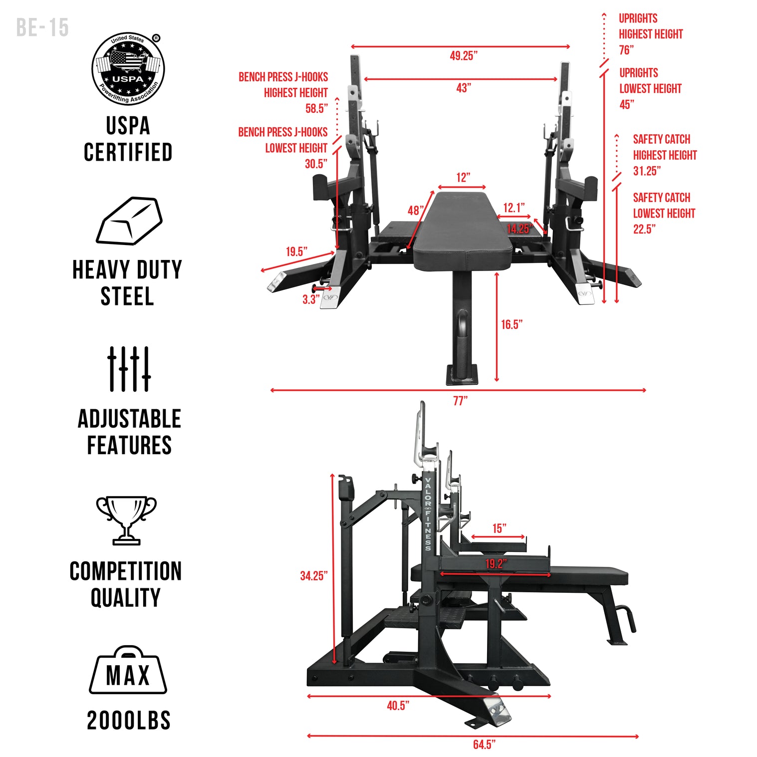 Combo Squat/Bench Rack | USPA Competition Certified – Valor Fitness