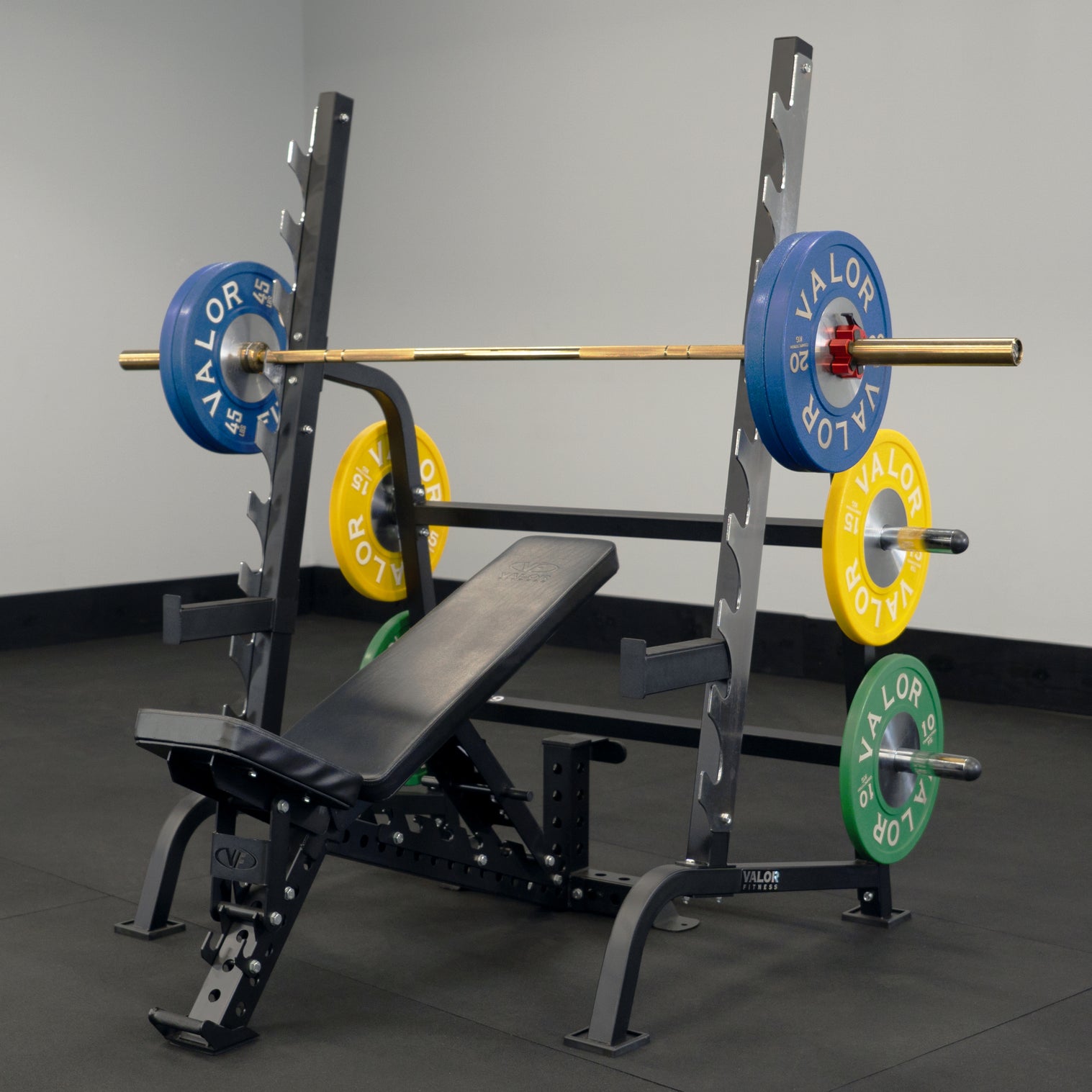 Combo Squat Bench Press Rack with Plate Storage – Valor Fitness