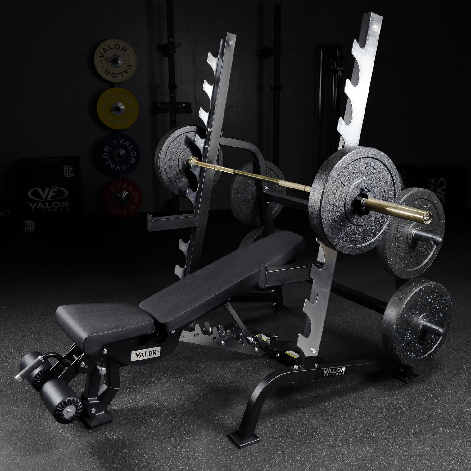 Combo Squat Bench Press Rack with Plate Storage – Valor Fitness