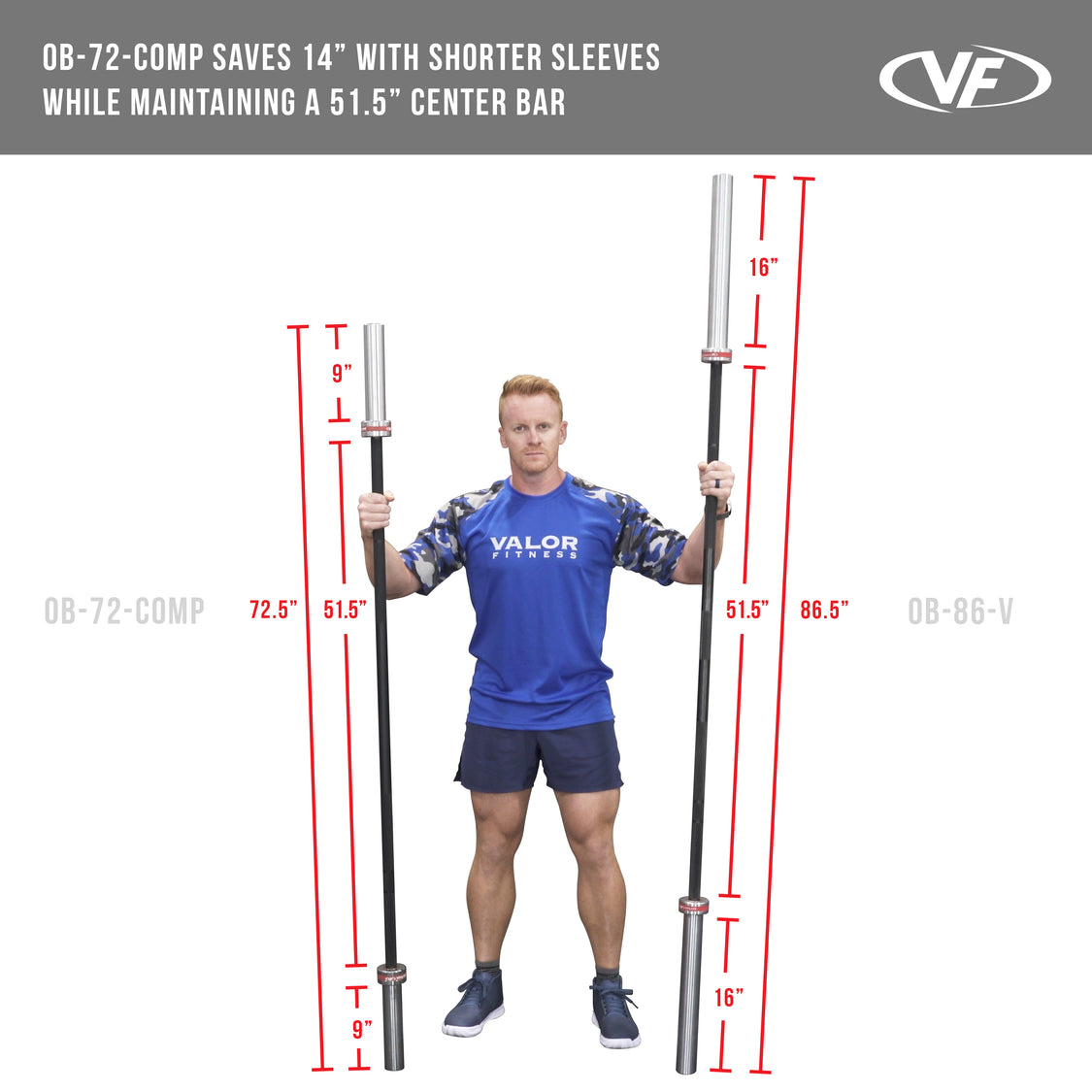 Short Barbell | 72" 28mm Olympic Bar – Valor Fitness