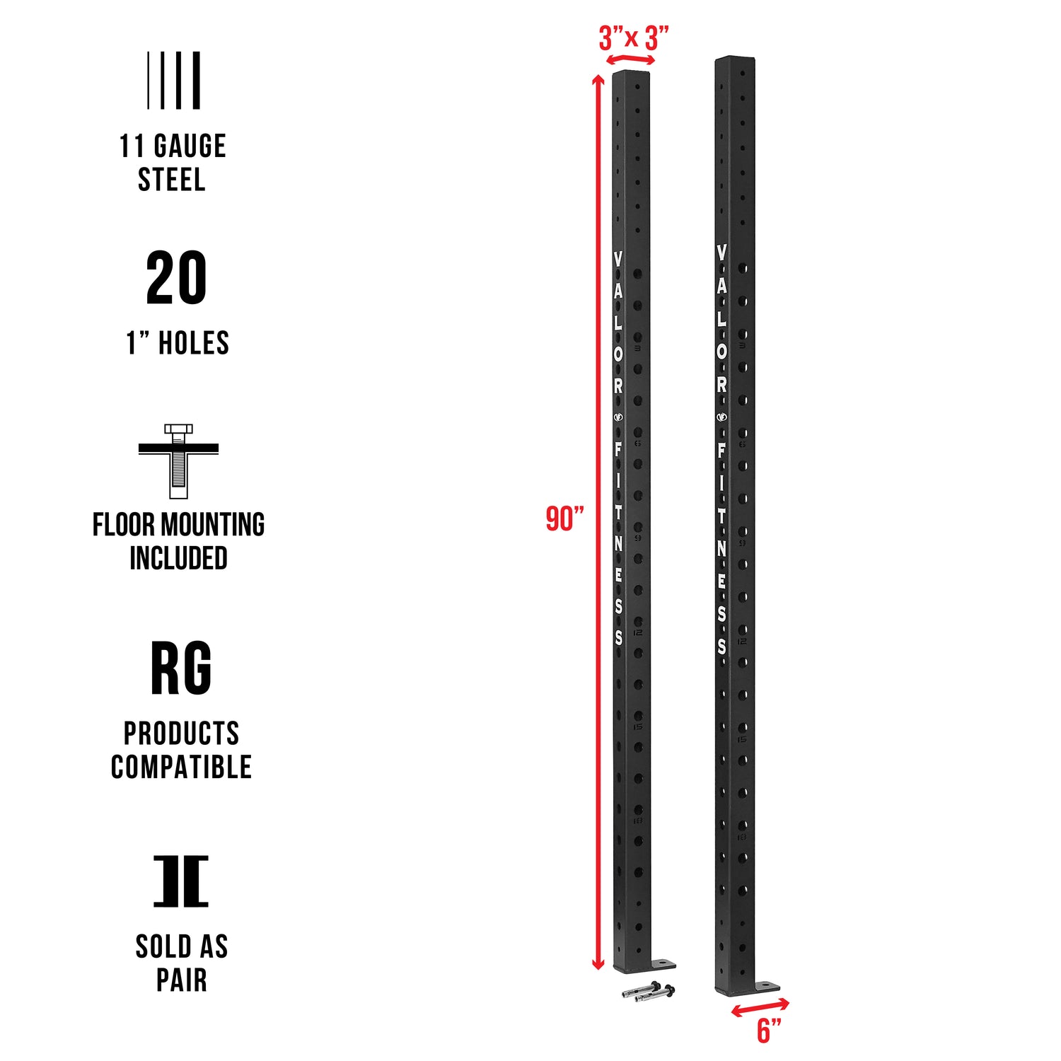 RG-24 Upright Pair - 90 Inches - Heavy Duty 11-Gauge Steel
