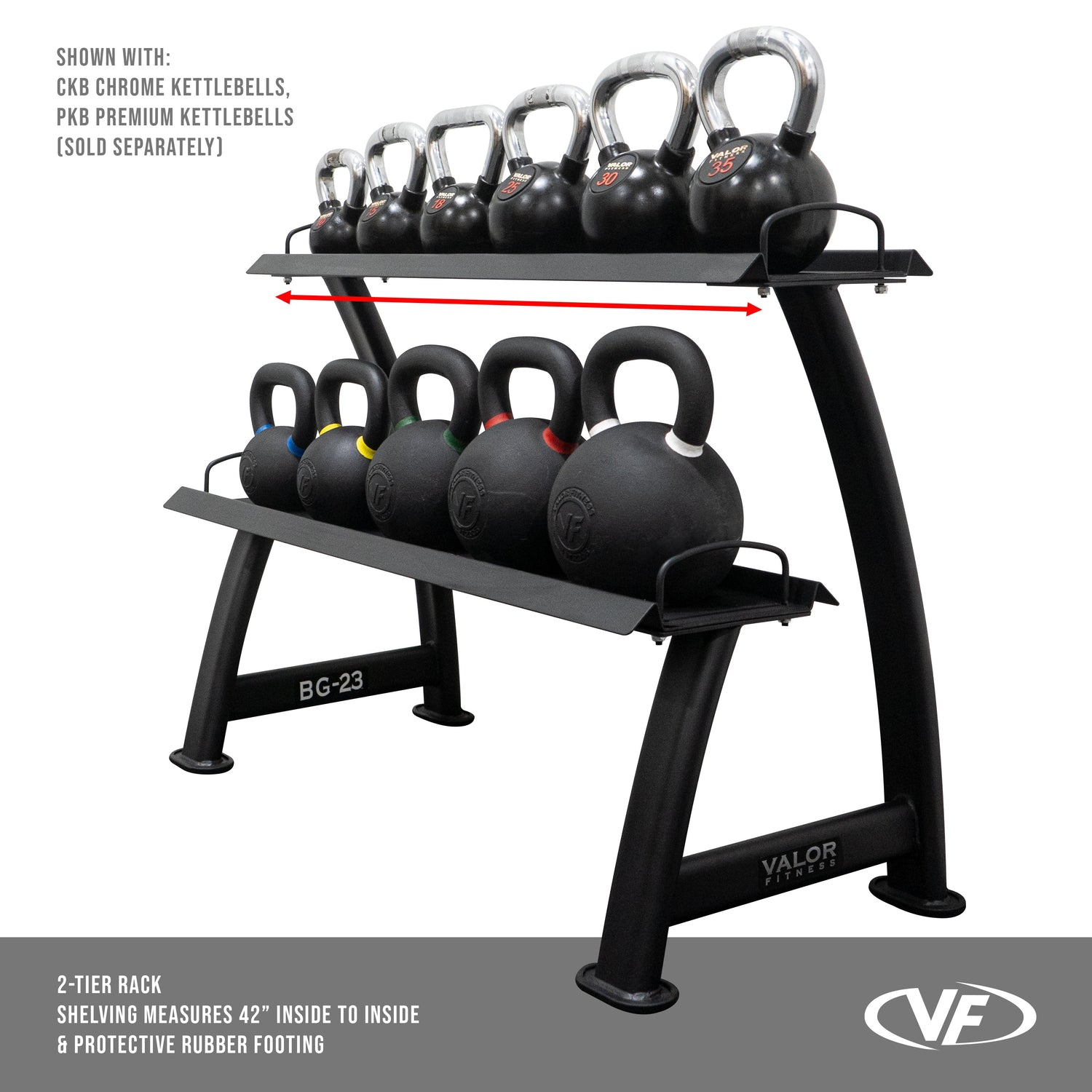 Kettlebell Storage Rack, 2-Tier | Valor Fitness BG-23