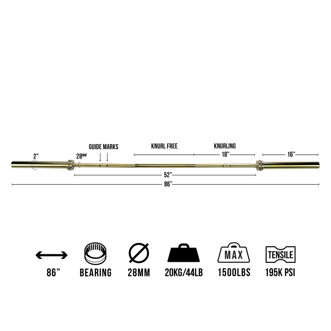 Gold Titanium Olympic Barbell – Valor Fitness